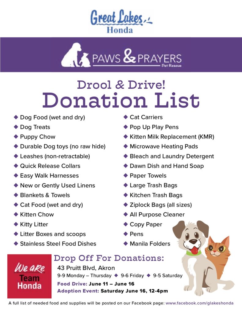 Drool and Drive Adoption Event @ Great Lakes Honda - Paws and Prayers